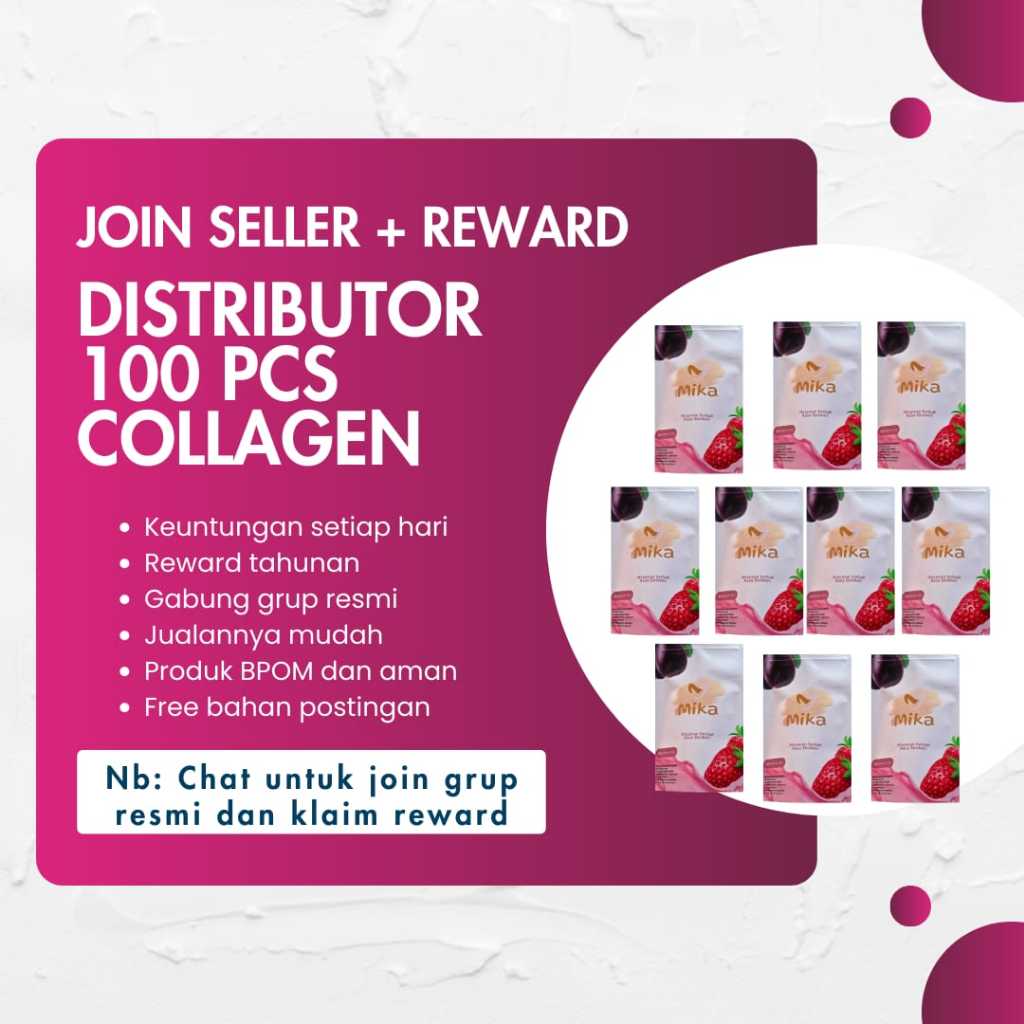 Jual Paket Join + Reward Distributor 100 Pcs Collagen Mika Beauty Skin ...