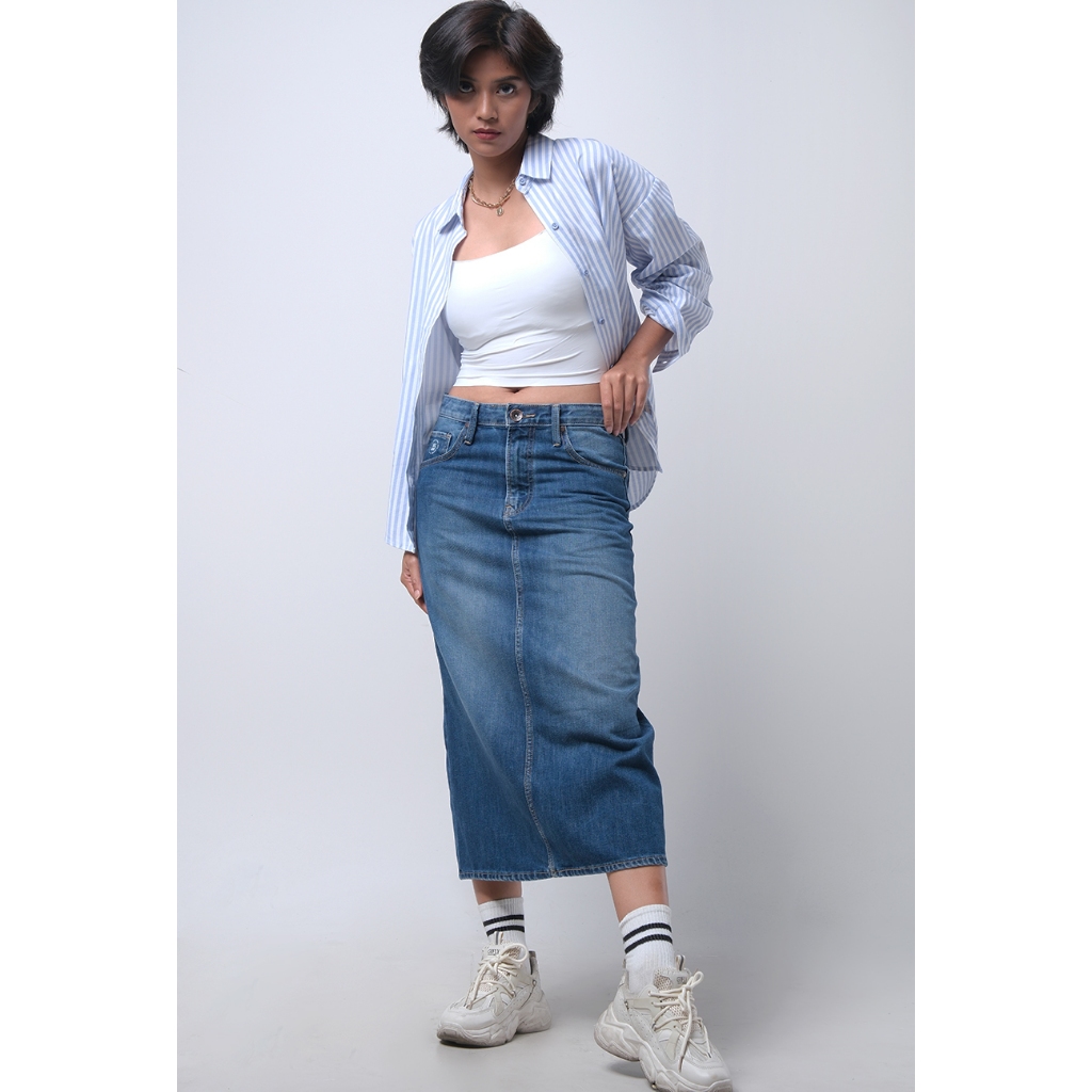 Jual Logo Jeans Rok Jenaira Medium Blue 52038L3ML | Shopee Indonesia