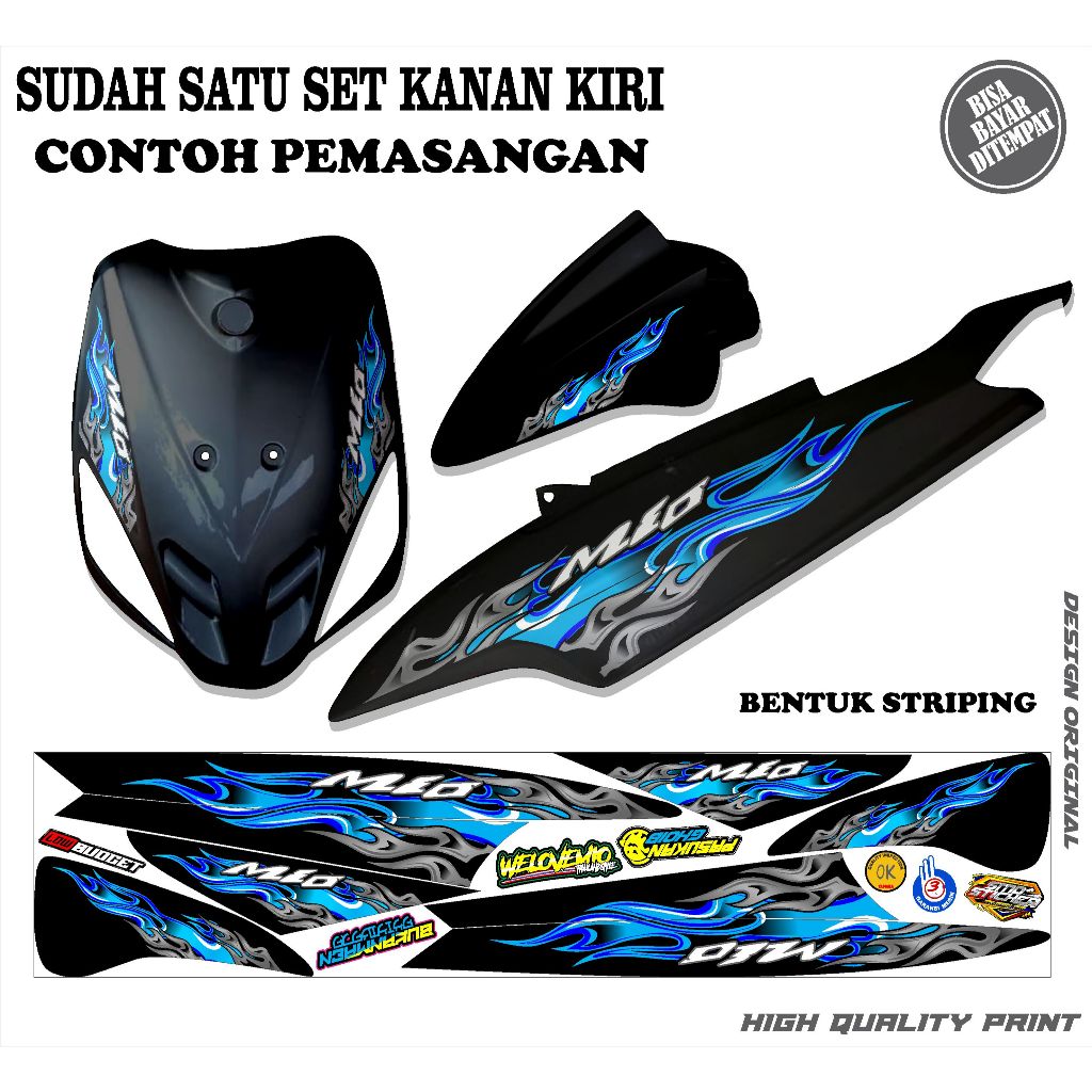 Jual STRIPING VARIASI STICKER MIO SPORTY/SMILE MOTIF API ARAI KEREN ...