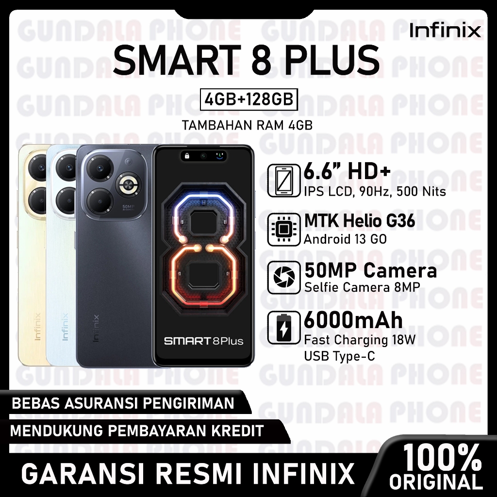 Jual Infinix Smart 8 plus MediaTek Helio G36, Baterai 6000mAh ...