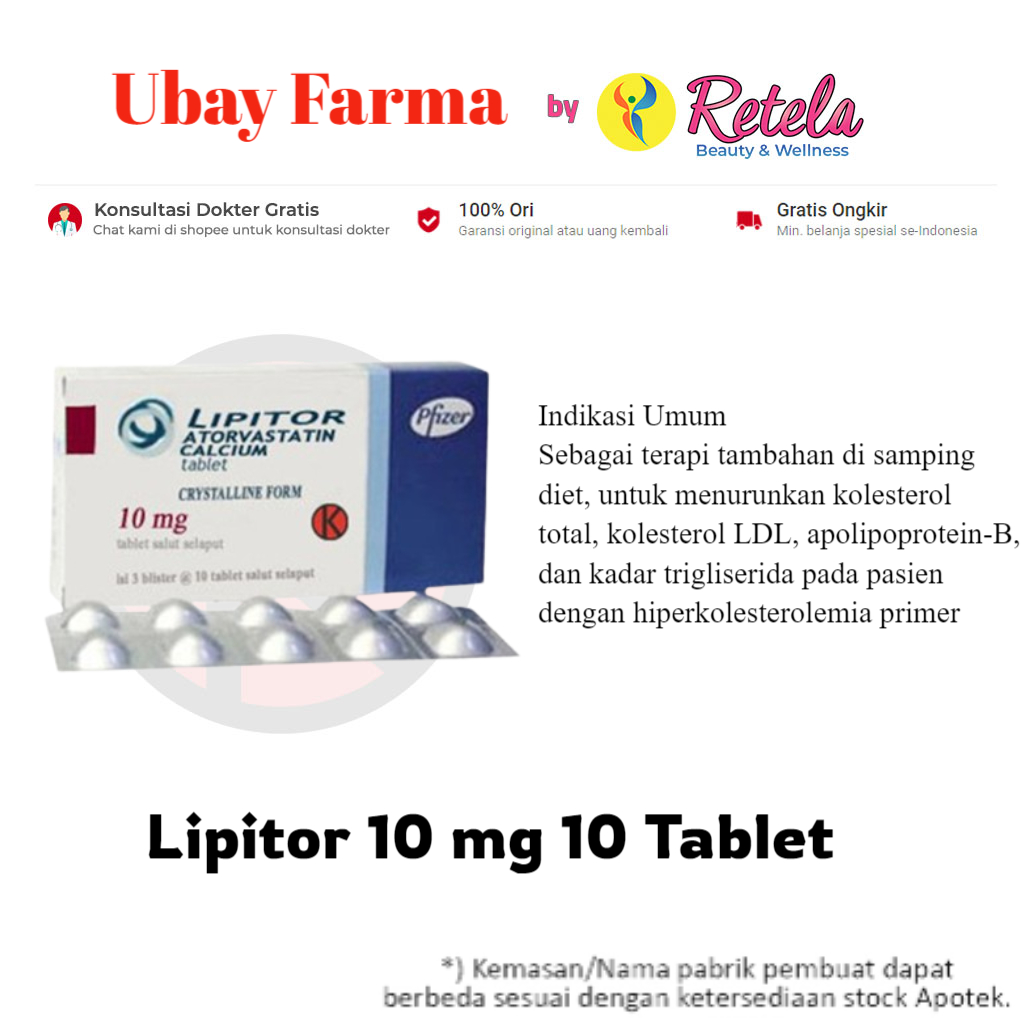 Jual Lipitor 10 mg 10 Tablet / Kolesterol / Diet | Shopee Indonesia
