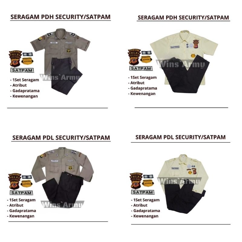 Jual Seragam Security, Seragam Satpam PDH & PDL. Warna Coklat & Warna Cream Terbaru | Shopee ...
