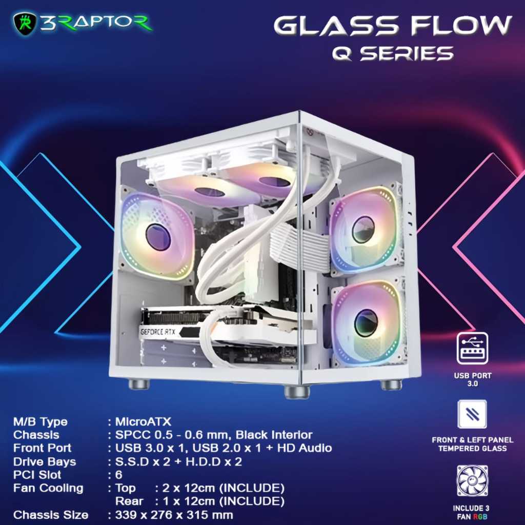 Jual Casing Gaming Raptor GLASS FLOW Q Series White M-ATX / ITX - Casing Gaming | Shopee Indonesia