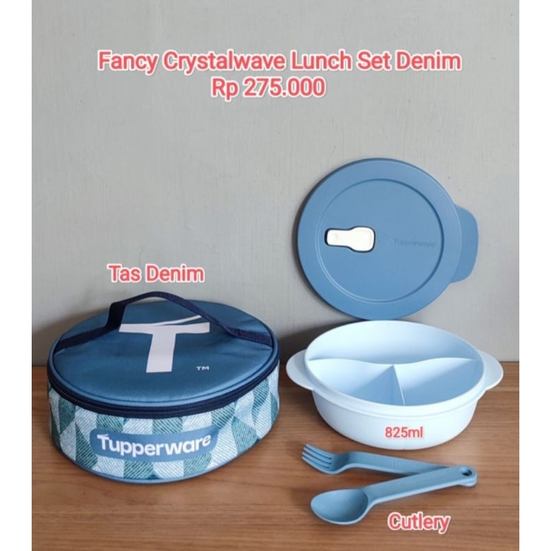 Jual Tupperware Crystalwave Lunch Set Denim, Tempat Bekal set | Shopee ...
