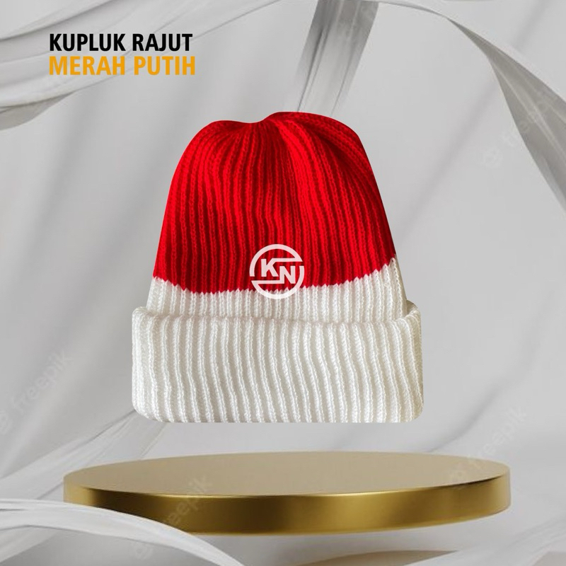 Jual kupluk rajut merah putih/topi kupluk/kupluk rajut | Shopee Indonesia
