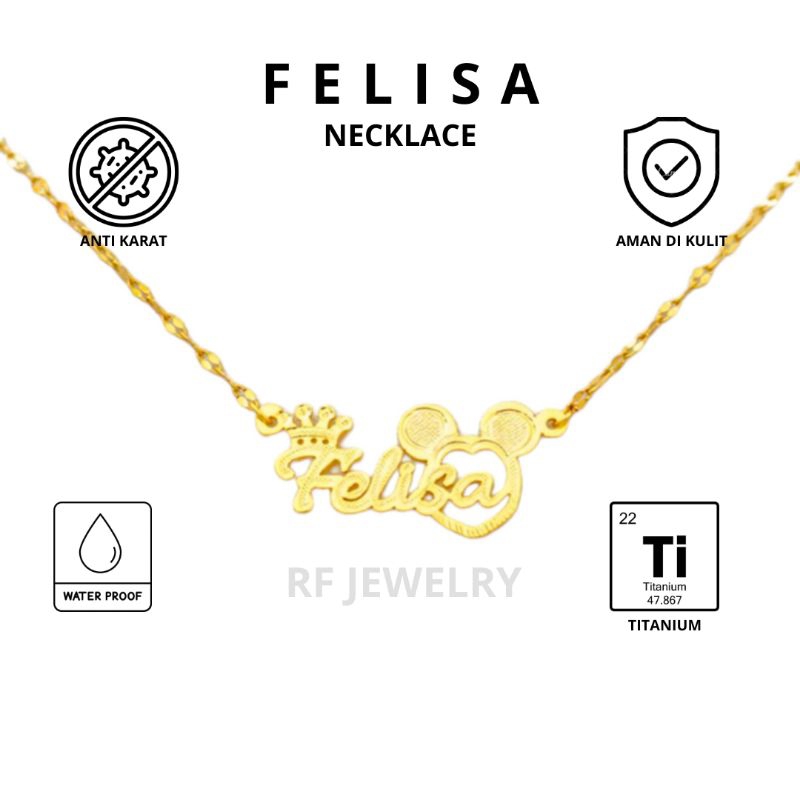 Jual RF JEWELRY - Felisa Necklace Kalung nama anak titanium custom nama ...