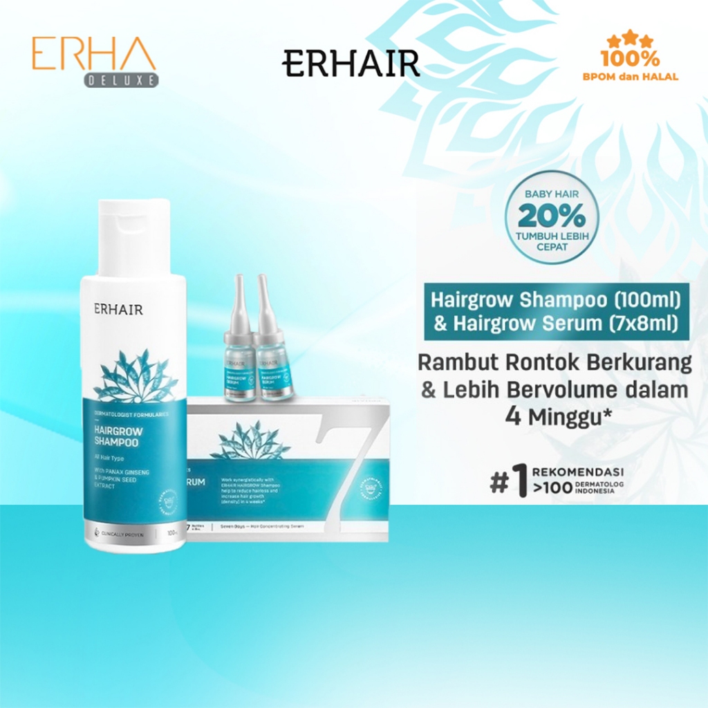 Jual ERHA ERHAIR Hairgrow Shampoo + Serum - Paket Penumbuh Rambut ...