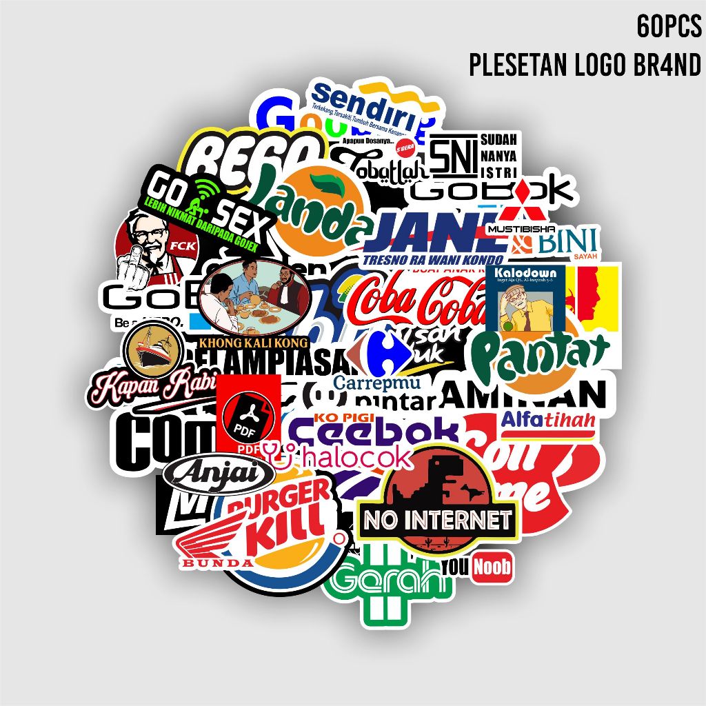 Jual 60 PCS Sticker Logo Plesetan Viral - Stiker Pack Plesetan Logo ...