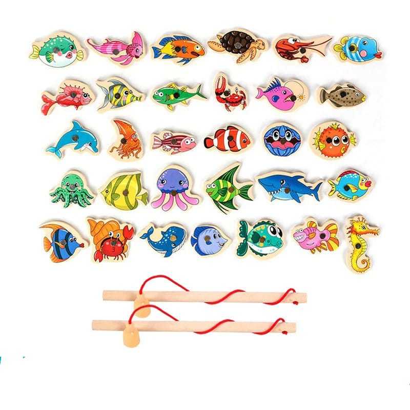 Jual * MKA * MAINAN PANCING IKAN MAGNET KAYU EDUKASI FISHING GAME ...
