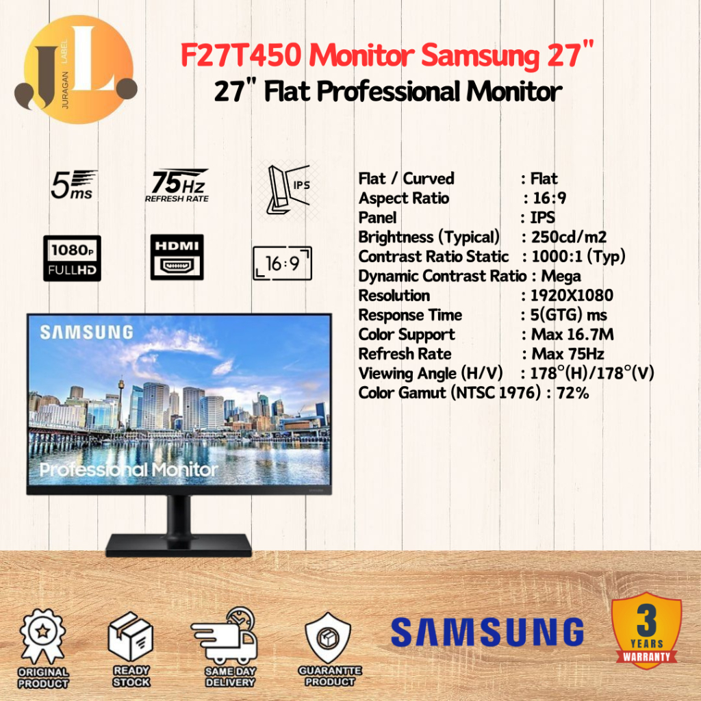 Jual SAMSUNG 27" inch LF27T450FQE LED Flat PRO Monitor LF27T450 F27T450 ...