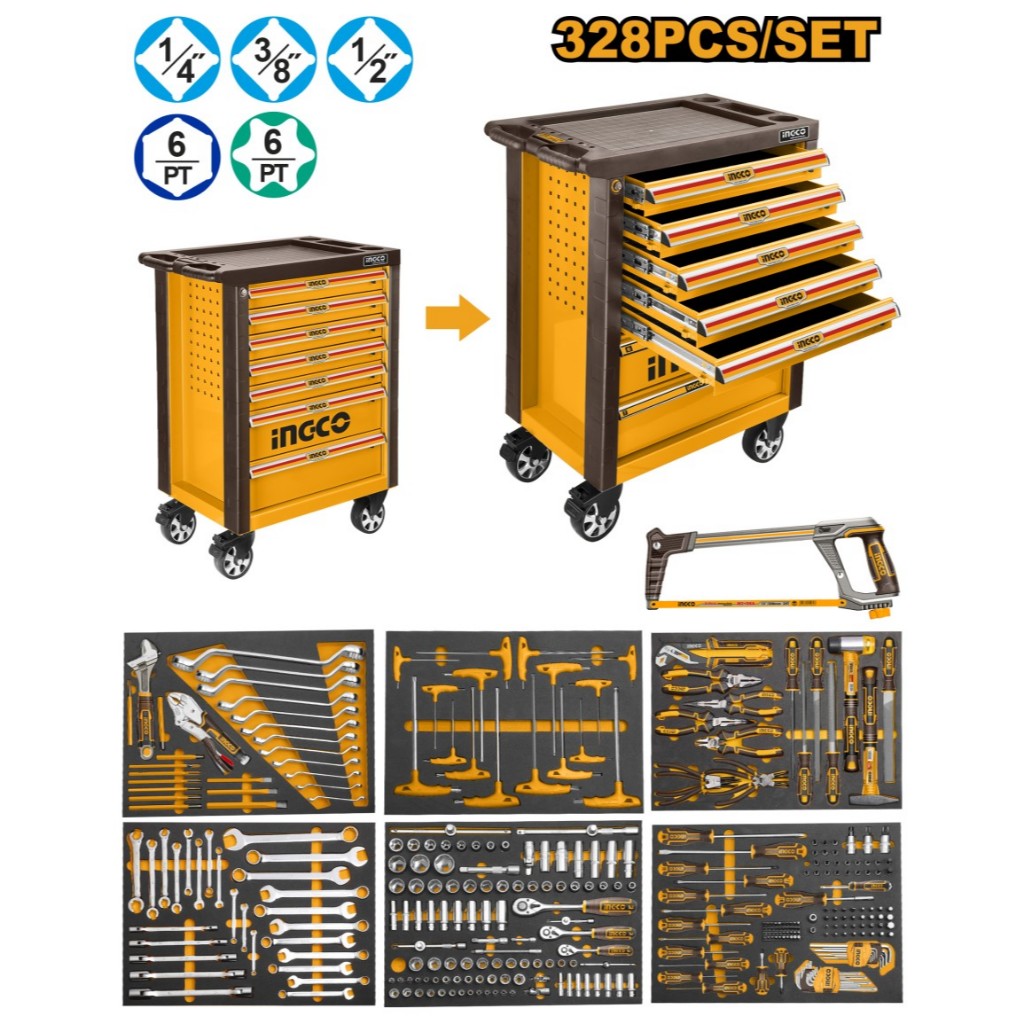 Jual Mechanical Tool Kit Chest Set 328pcs INGCO HTCS273281 Drawer ...