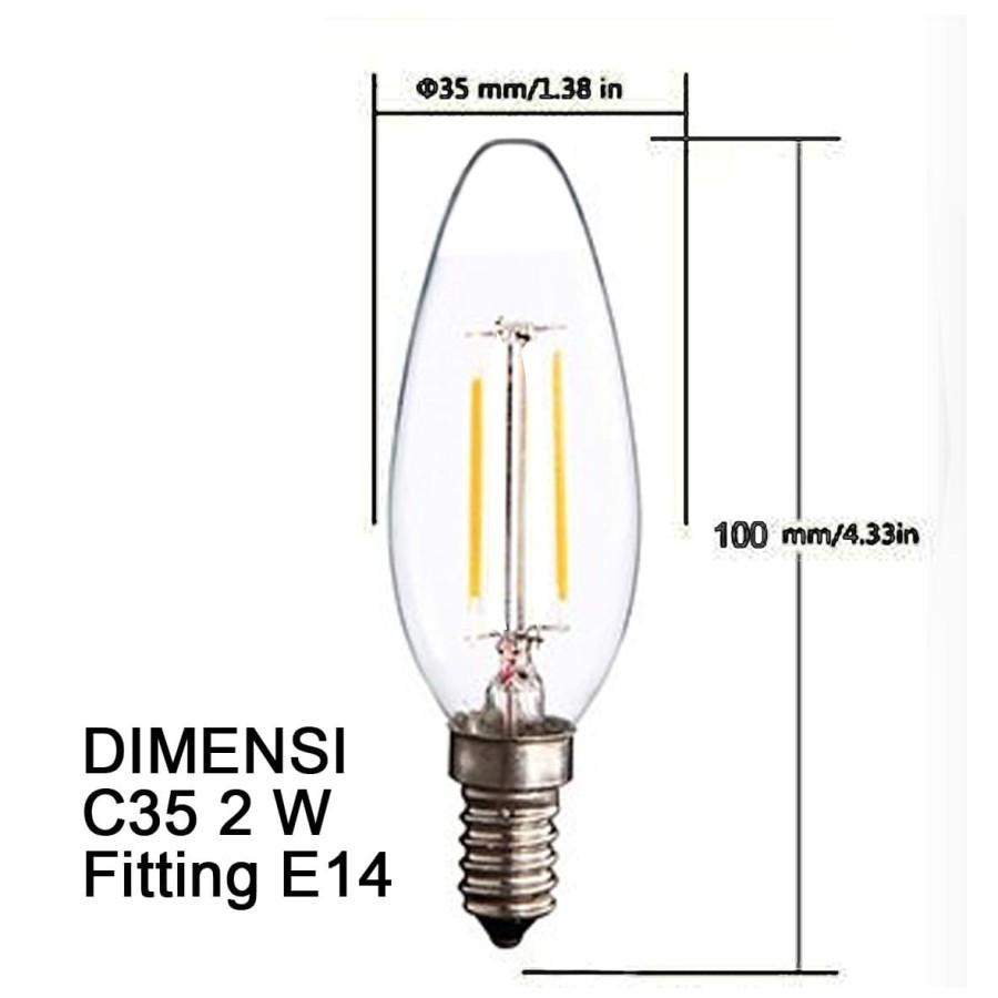 Jual Lampu LED Edison Filamen Candle 2W E14 | Shopee Indonesia