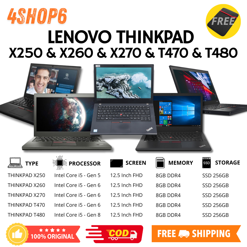 Jual Lenovo Laptop Thinkpad X250 X260 X270 T470 T480 i5 Gen 5-8 RAM 8GB ...