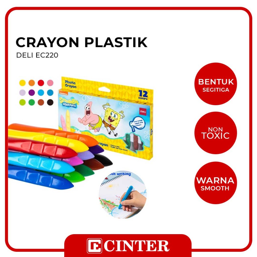 Jual DELI - CRAYON PLASTIC WARNA / PEWARNA CRAYON EC220 EDISI SPONGEBOB ...