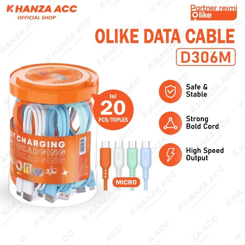 Jual OLIKE KABEL DATA D306M MICRO 2,1A FAST CHARGING 1toples 20pcs ...