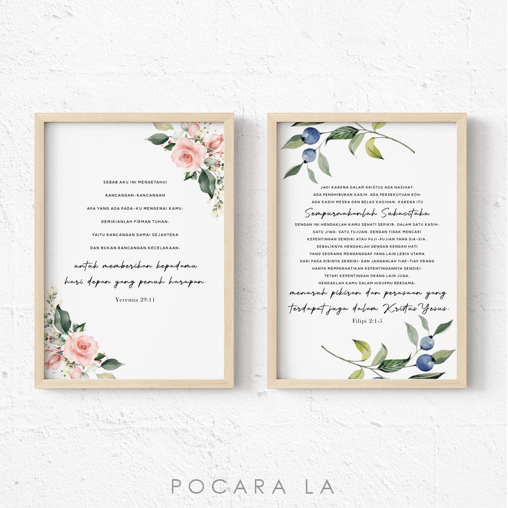 Jual Hiasan Dinding Bingkai Poster Ayat Alkitab Bermotif Bunga Dekorasi ...