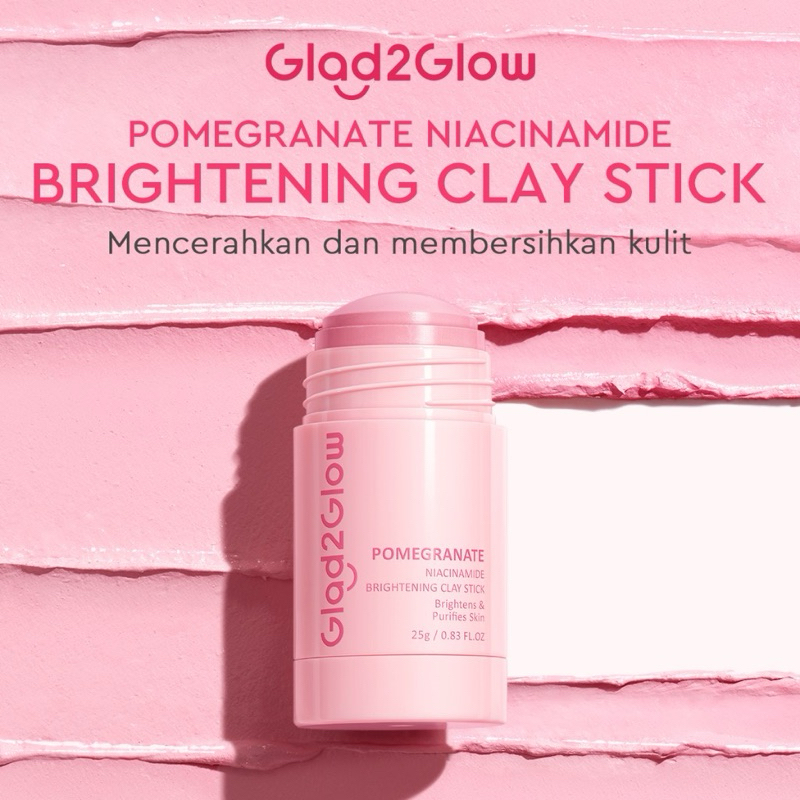 Jual [READY] Glad2Glow Pomegranate Niacinamide Brightening Clay Stick Wajah Face Cleansing Stick ...