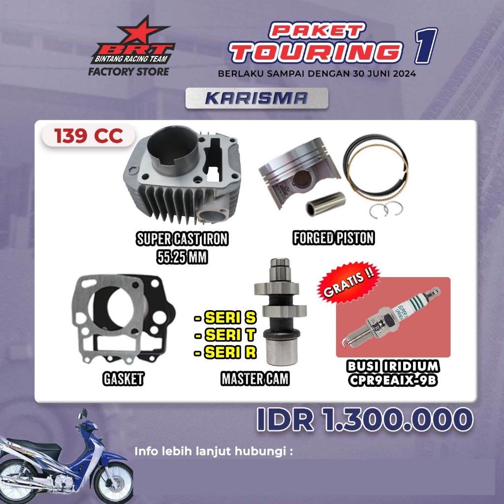 Jual PAKET TOURING 1 KARISMA BORE UP 139 CC BRT - BLOK PISTON ...