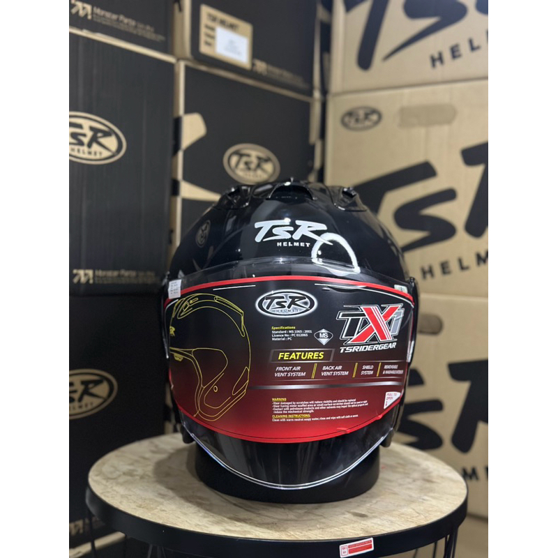 Jual Helm TSR TX1 Glass black Hitam Glossy | Shopee Indonesia