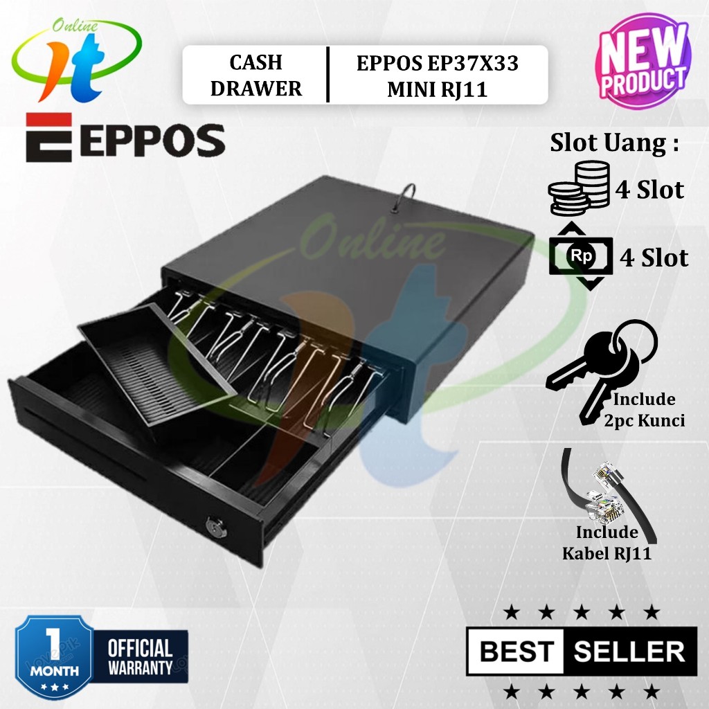 Jual Eppos 37x33 Cash Drawer Mini 37X33 Box Laci Uang Kasir Kecil RJ11 ...
