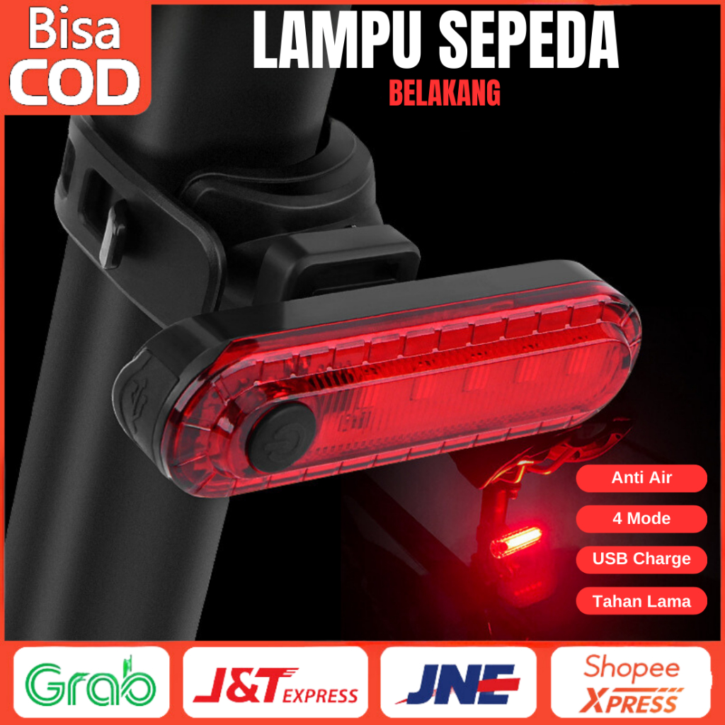 Jual Lampu Belakang Sepeda 4 Mode LED Super Terang USB Rechargeable ...
