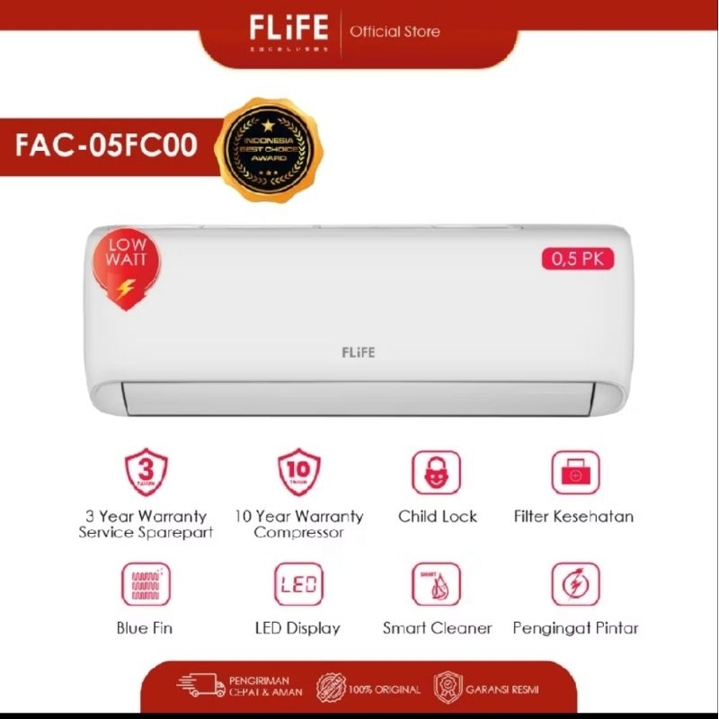 Jual AC FLIFE x GREE Low Watt FAC 05 FCOO ( Unit Only Indoor + outdoor ...