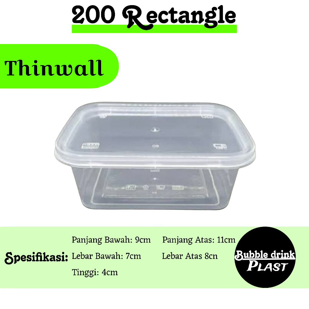 Jual Thinwall DM 200ML Model Persegi - Kotak Plastik 200Ml REC - Thinwall 200 Rectangle | Shopee ...