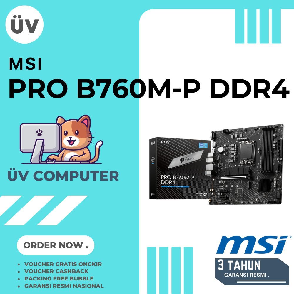Jual Motherboard Intel Mobo MSI PRO B760M-P DDR4 LGA1700 Micro M-ATX ...