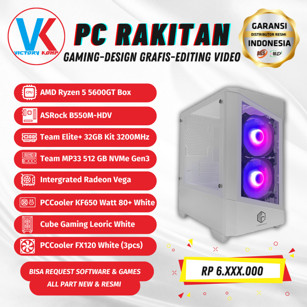 Jual PC Rakitan AMD Ryzen 5 5600GT | Gaming Design Grafis Editing Video ...