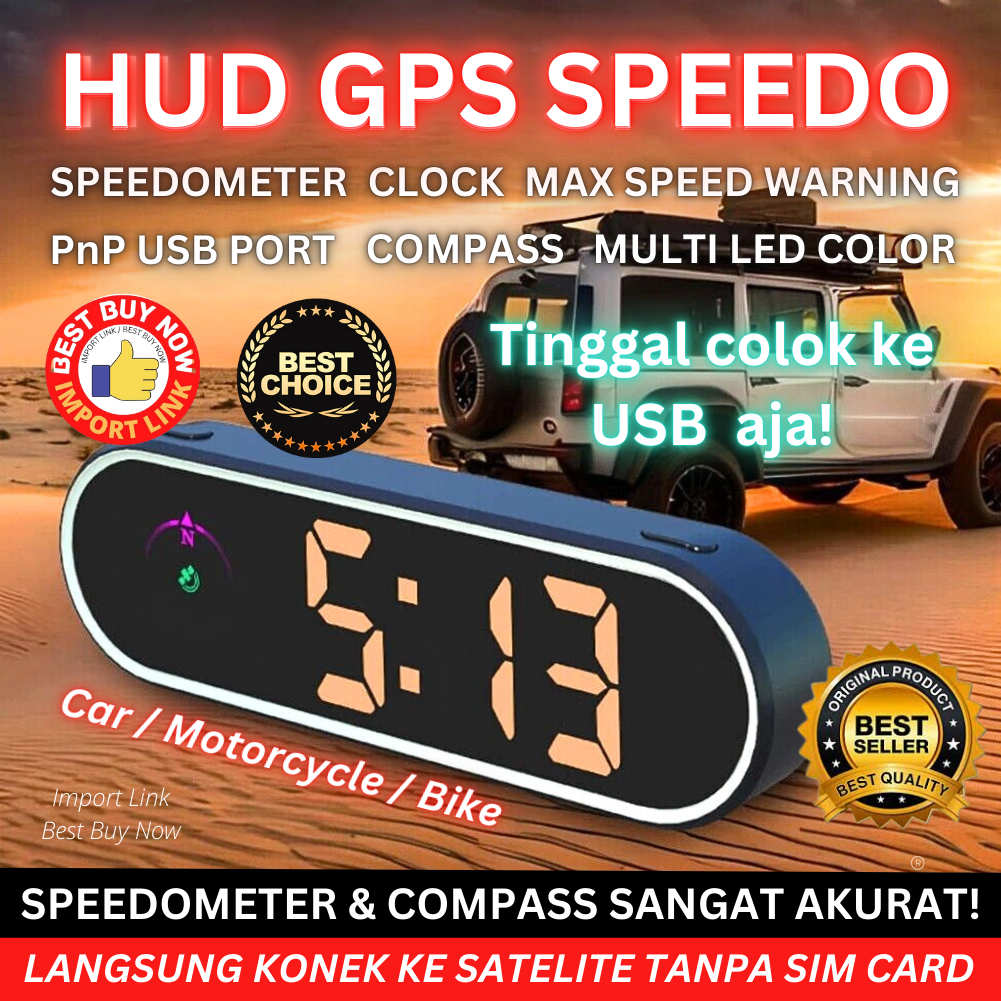 Jual HUD Sport Racing Multi display AP7 OBD2 GPS Speedo meter, RPM ...
