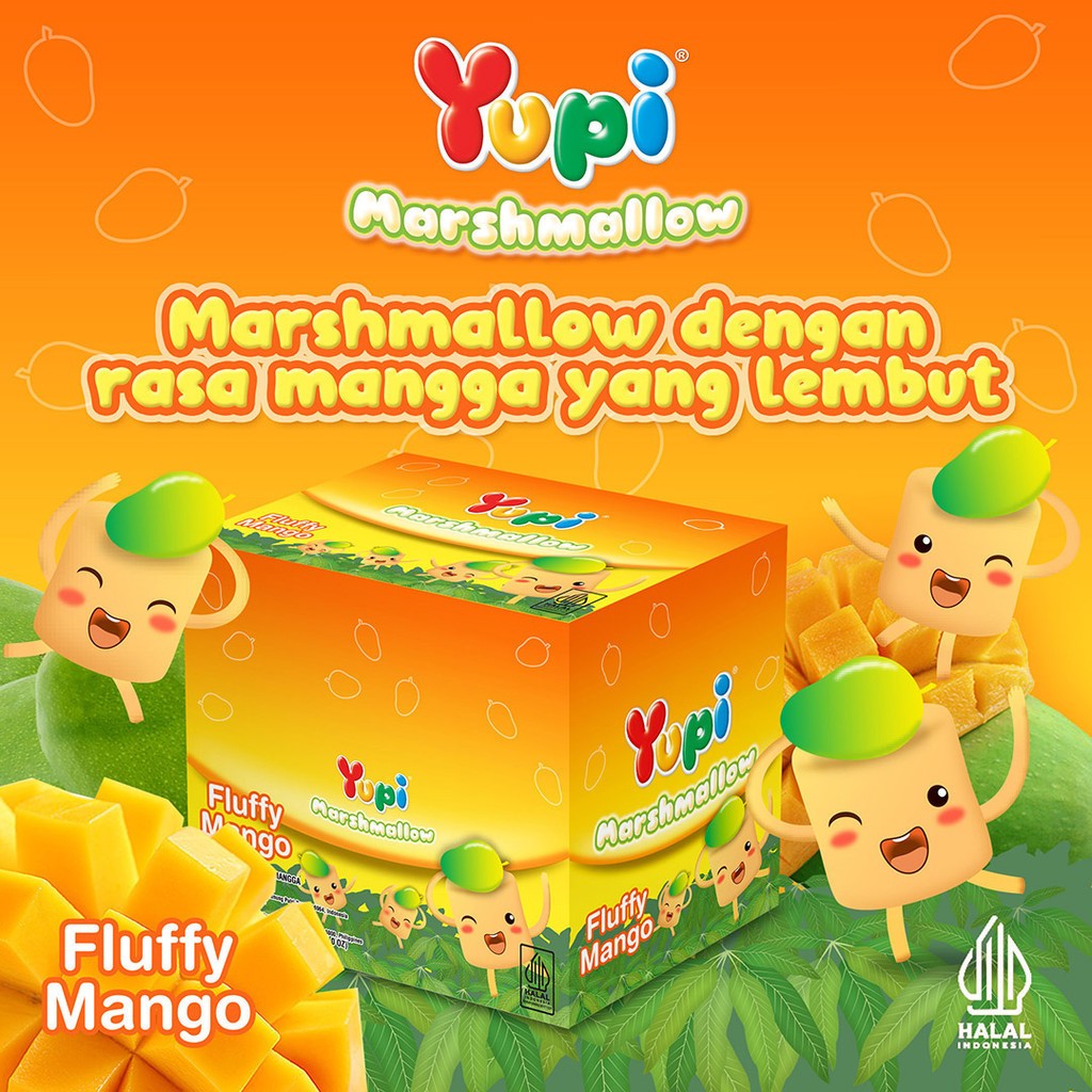 Jual Yupi Marshmallow Fluffy Mango Permen Mangga BOX (isi 24 pcs ...