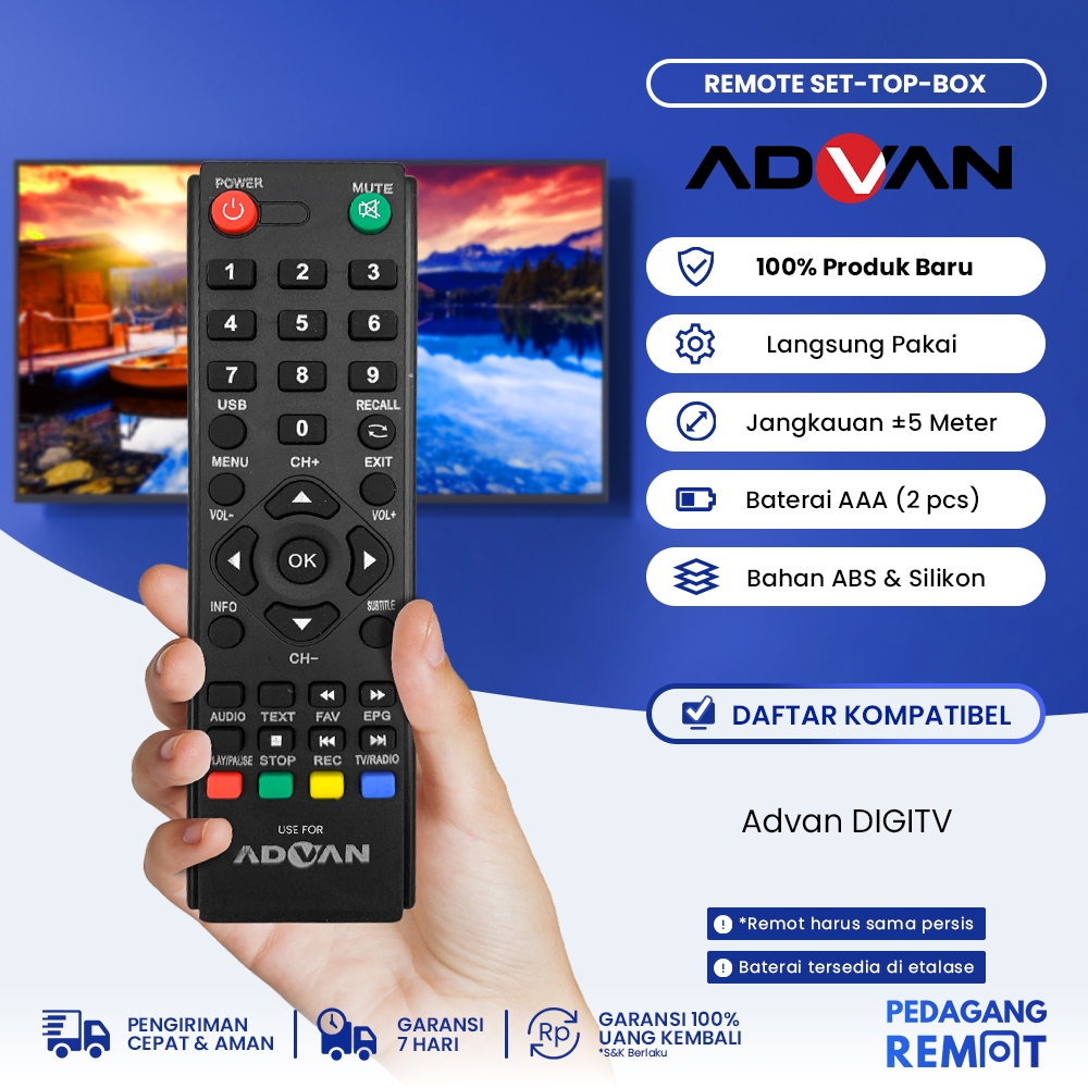Jual Remot Remote STB Parabola Advan DIGITV / Remote Set Top Box ...