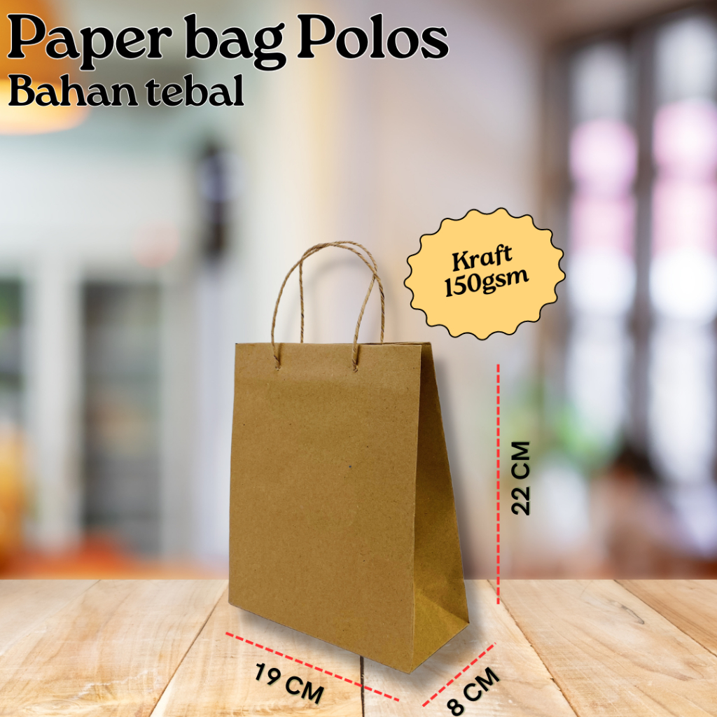 Jual Paperbag / Paper Bag Polos free sticker ucapan ukuran 19 x 8 x ...