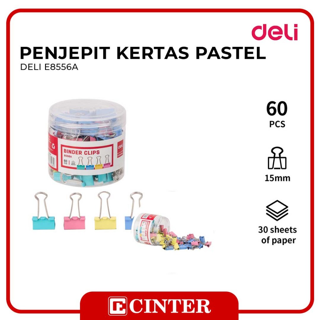 Jual DELI - BINDER CLIP / PENJEPIT KERTAS 15MM WARNA E8556A | Shopee ...