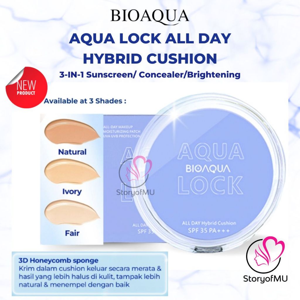 Jual BIOAQUA Cushion Aqualock All Day Hybrid Cushion SPF35 PA+++ 12gr ...