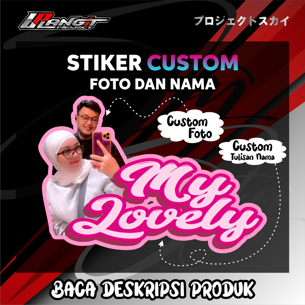 Jual [2pcs] Stiker Custom Foto dan Nama Waterptroof isi 2pcs, Stiker ...