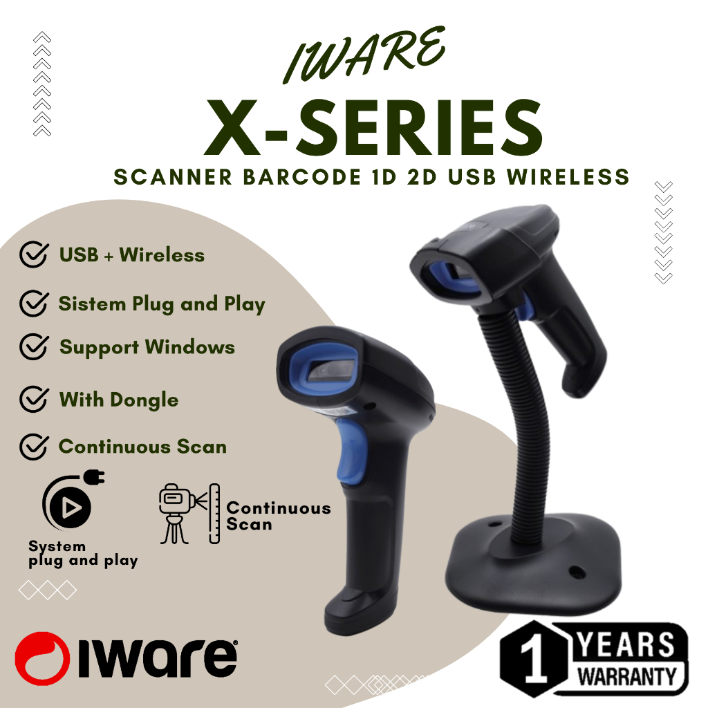 Jual Scanner Barcode Iware X203 USB BT Wireless XSeries X203 1D 2D ...