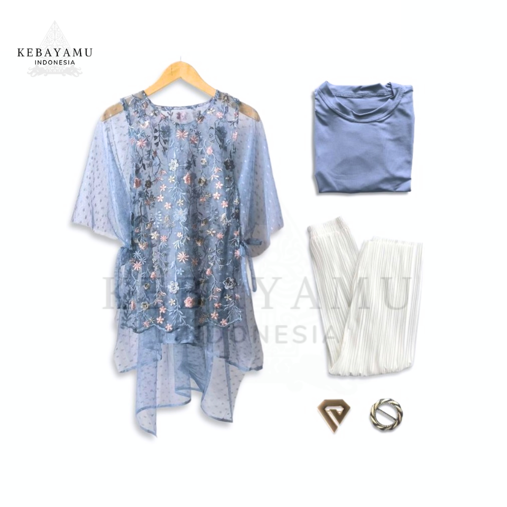 Jual PIAMOUR Baju Kondangan Wanita Kekinian One Set Vest Gardenia Outer ...