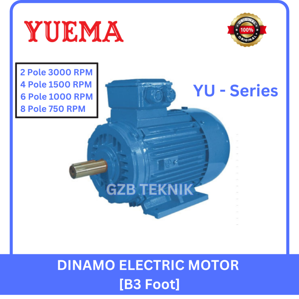 Jual Dinamo Electric Motor 7.5KW 10HP 3Phase 380V/660V 50HZ B3 Foot YUEMA YU SERIES | Shopee ...