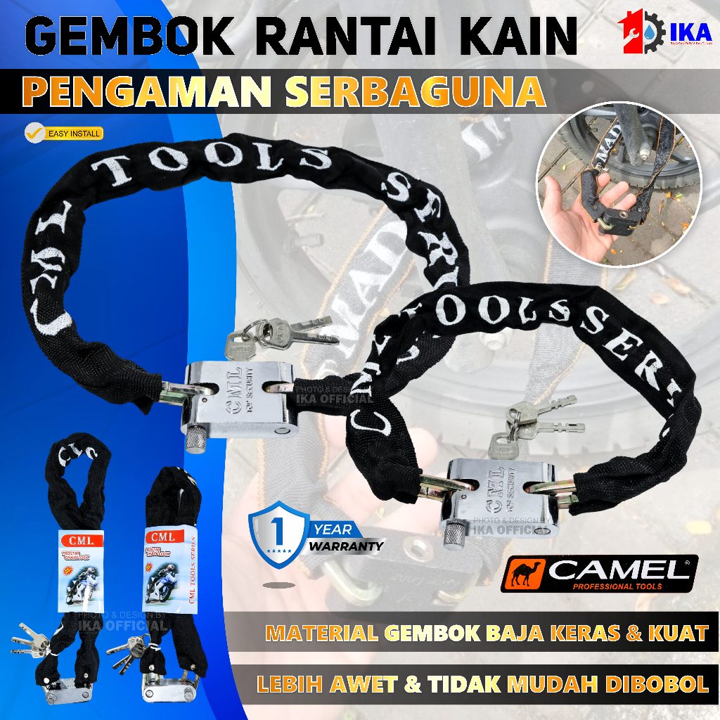 Jual Gembok Rantai Motor Panjang 60cm 80cm 100 cm Kuat super Gembok ...
