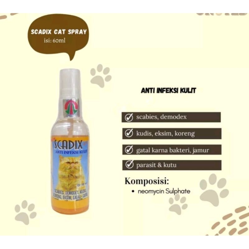 Jual Scadix Cat Spray 60 ML- Obat jamur kucing Anti Infeksi Kulit ...