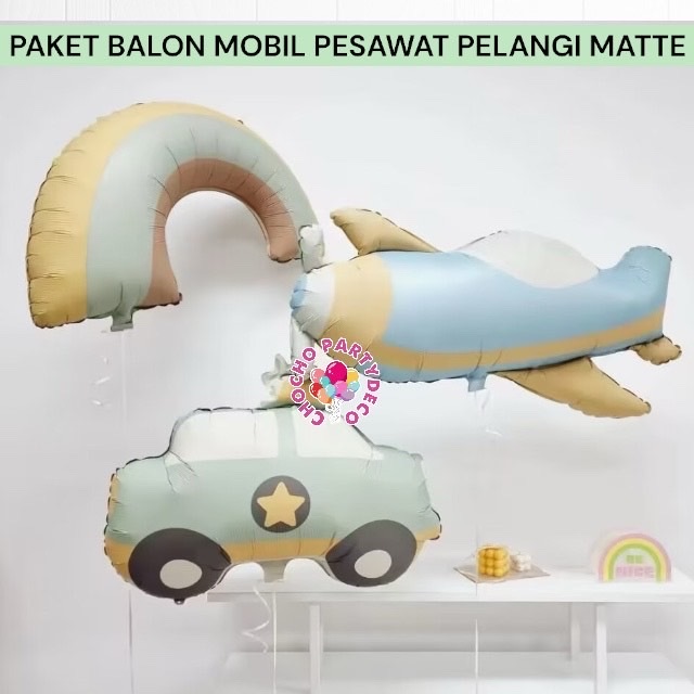 Jual Paket Balon MOBIL PESAWAT PELANGI MATTE / Dekorasi Ulang Tahun ...