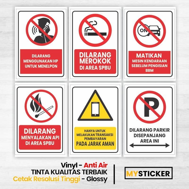 Jual Stiker Larangan SPBU waterproof |dilarang parkir, dilarang ...
