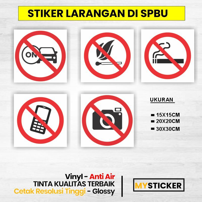 Jual Stiker larangan di SPBU, Dilarang Merokok. Dilarang memotret ...