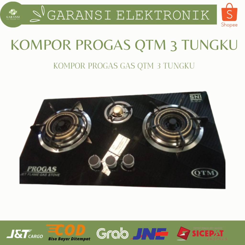 Jual PROGAS KOMPOR TANAM GAS KACA QTM P-G333 3 TUNGKU FULL HITAM API ...