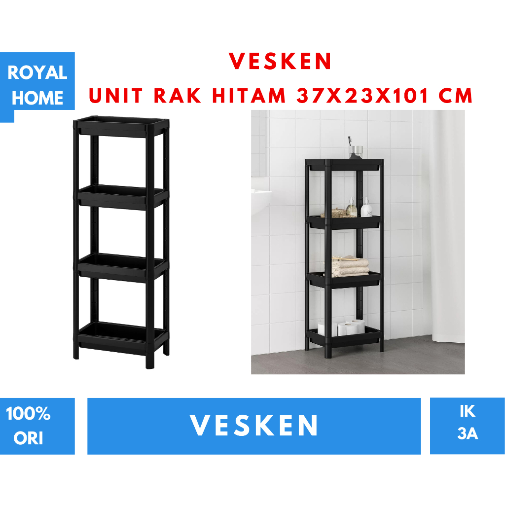 Jual Unit rak 4 tingkat Shelf Black hitam ukuran 37x23x101 cm | Shopee ...
