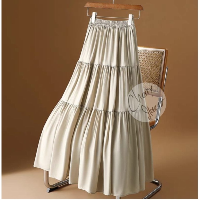 Jual Cherry_ Level Long Skirt Korean Style | Rok Panjang Wanita Terbaru ...