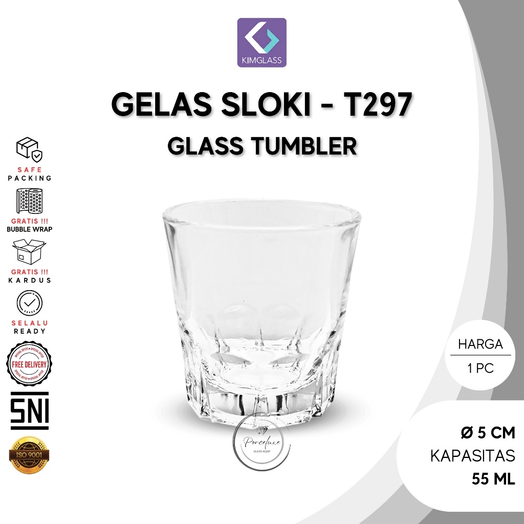 Jual Kim Glass Gelas Sloki Kaca T297 55 ml Mini Shot Glass Cangkir Kecil Bening Cup Soju Liquor ...
