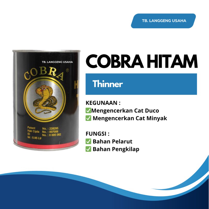 Jual THINNER COBRA HITAM untuk Cat minyak Kayu Besi duco duko Thiner ...