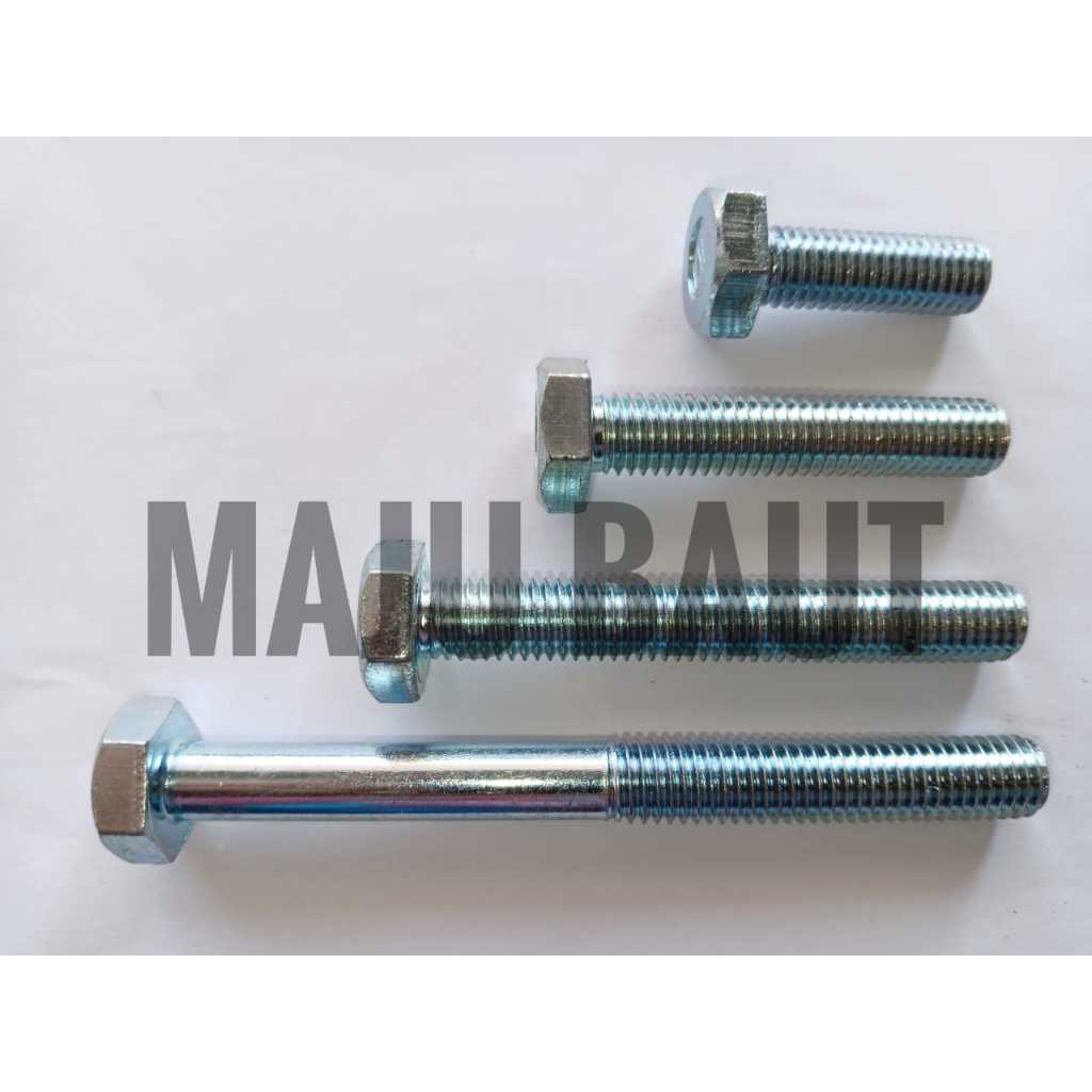 Jual [ Isi 25 Pcs ] Baut Mur Putih M8x100 / Baut Putih M8 / BMP / Baut Hex / Baut Hexagon M8x100 ...